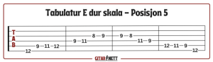 E dur skala på gitar